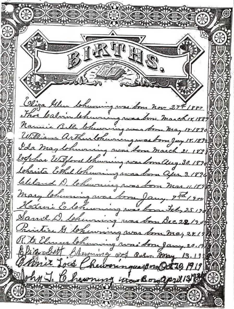 CHEWNING FAMILY BIBLE RECORDS